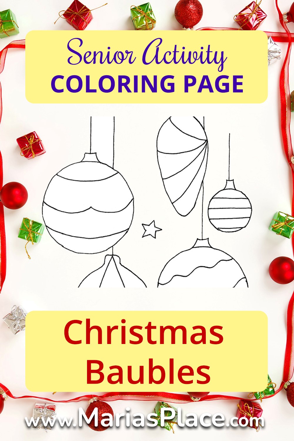 Coloring - Christmas Baubles - Marias Place