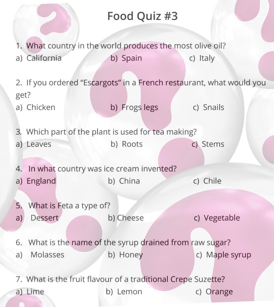Food quiz #1 - Marias Place