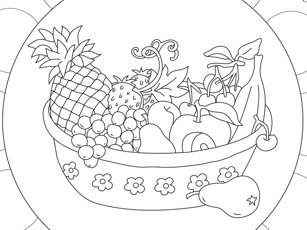 Fruit and flowers coloring pages - Marias Place