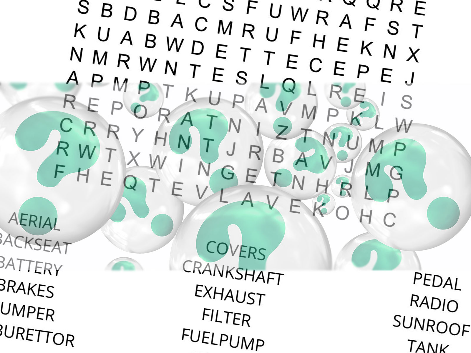 Word Search for Seniors. Car Parts. - Marias Place