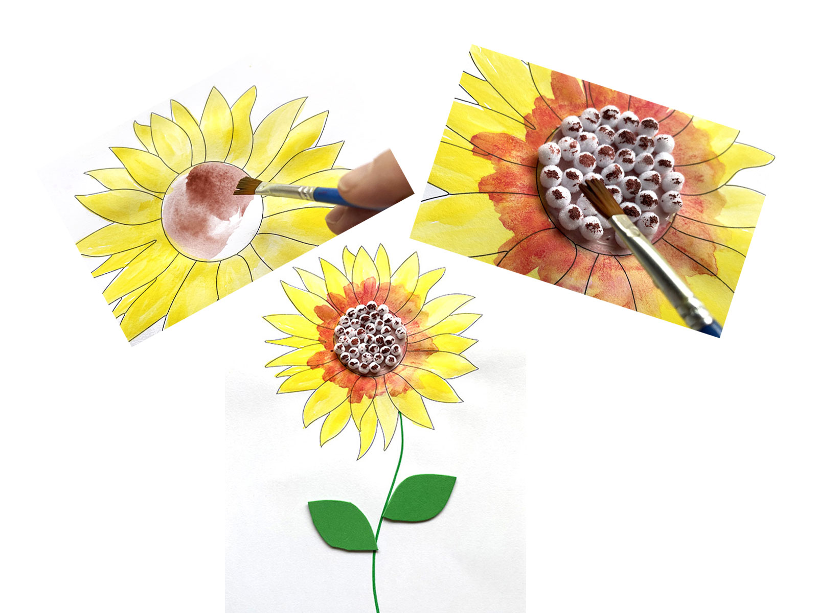 Sunflower art, summer painting project - Marias Place