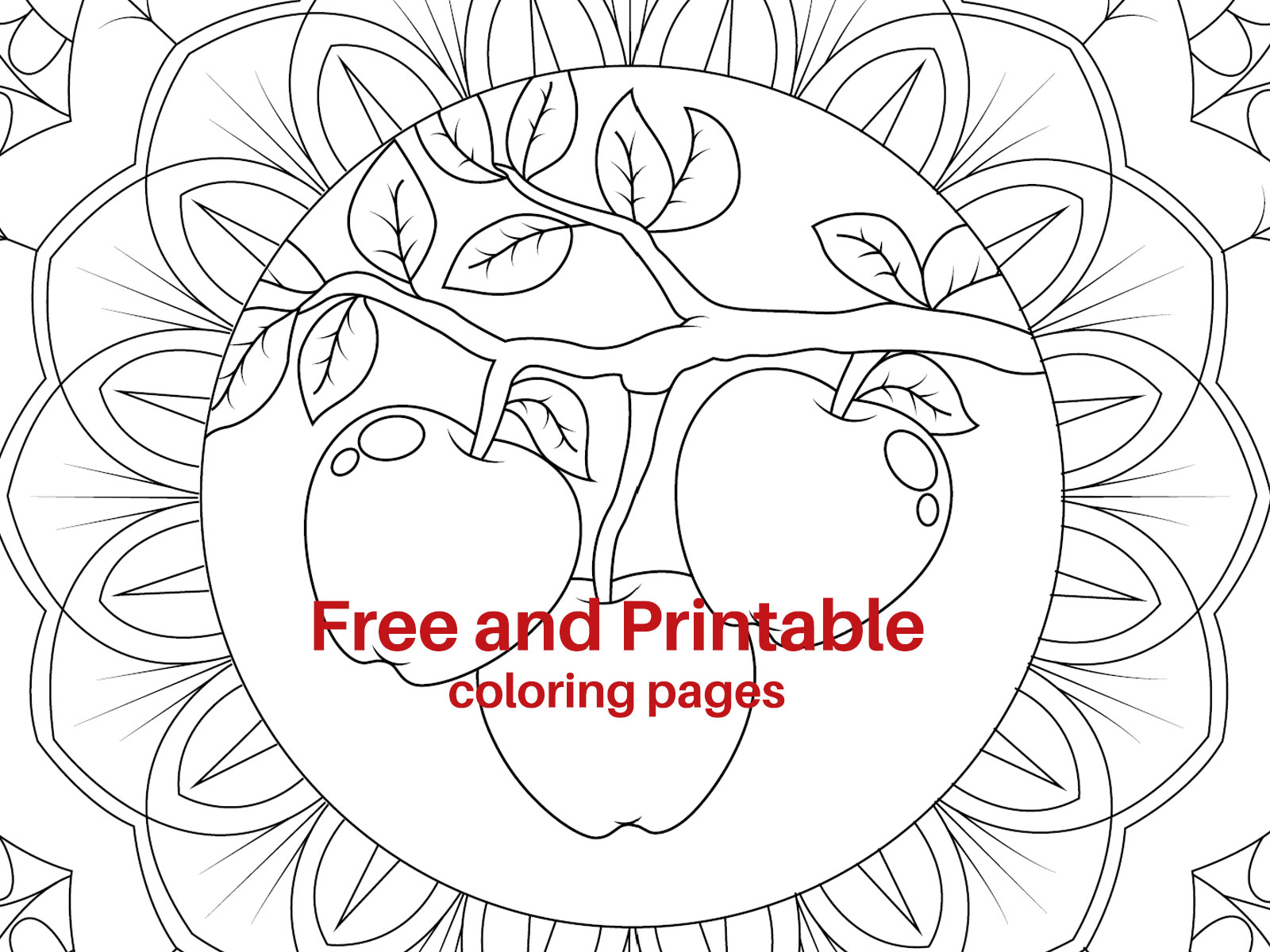 Apple mandala and garden coloring pages - Marias Place