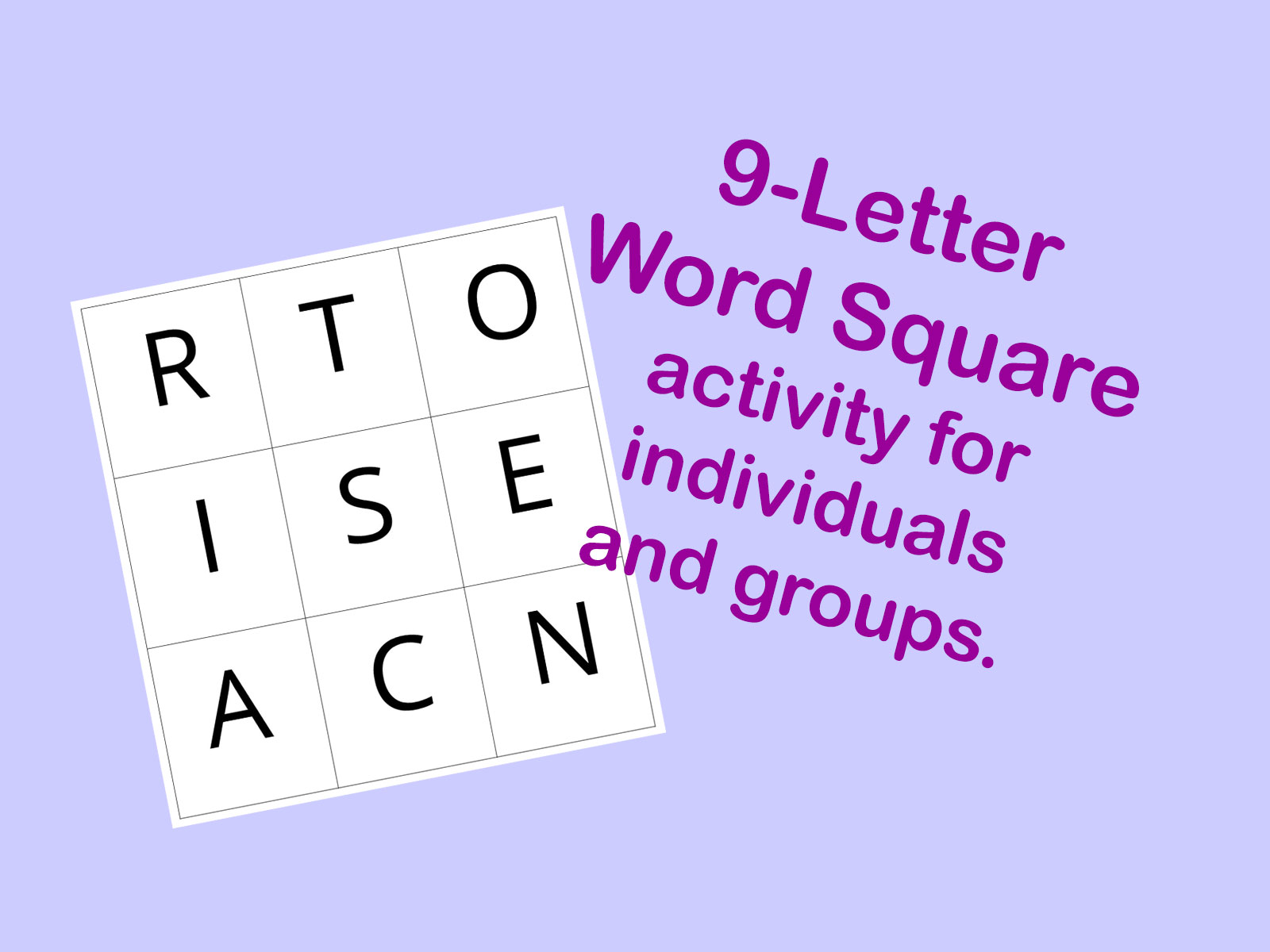 Free and printable 9 letter word square - Marias Place
